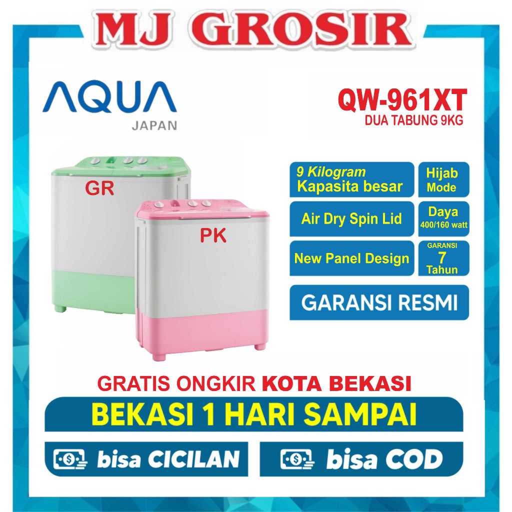 Jual MESIN CUCI AQUA JAPAN QW 960 XT / 9030 HT 9KG 2 TABUNG HIJAB ...