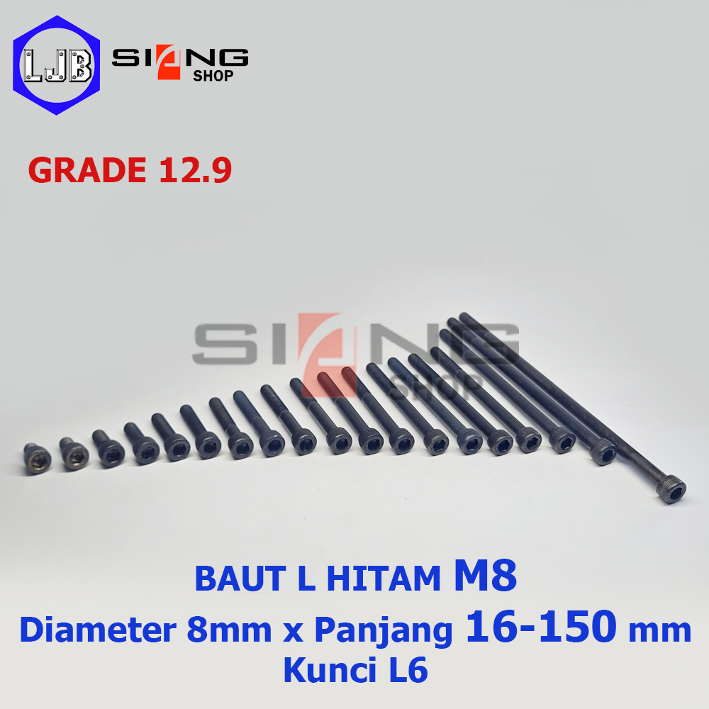 Jual Baut L Baja Hitam M8 Grade 12.9 | Shopee Indonesia
