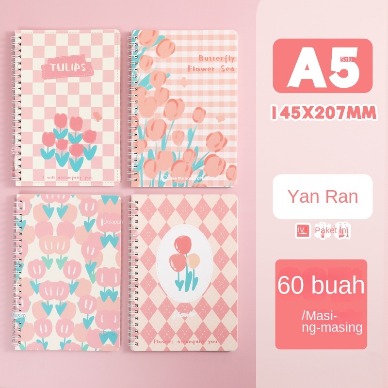 Jual NOTEBOOK A5 MOTIF FLOWER NOTEBOOK AESTETIC JURNAL DIARY AGENDA ...