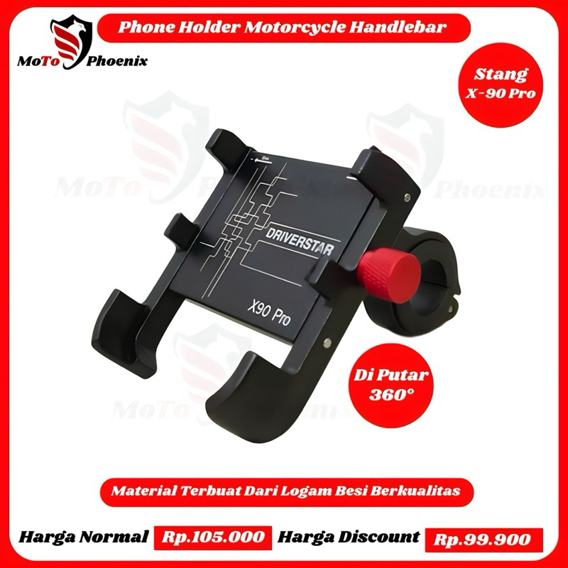Jual Driverstar Phone Holder Stang Motor X-90 Pro Full Besi | Shopee ...