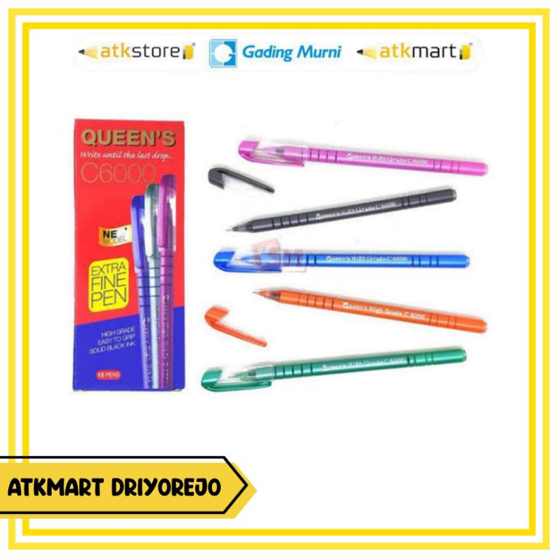 Jual (1 PACK) PULPEN FASTER QUEEN C6000 BOLPOIN 12 PCS EXTRA FINE 0.5MM ...