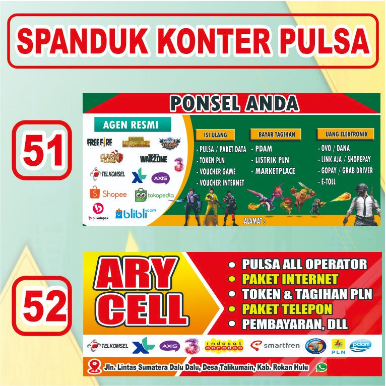 Jual Spanduk Konter Pulsa Cell Cellular Seluler Banner | Shopee Indonesia