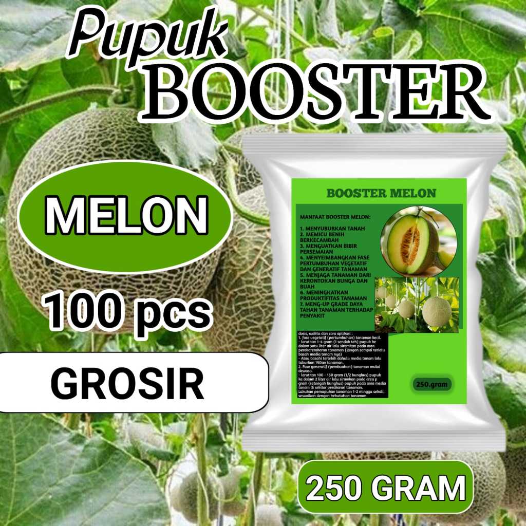 Jual Pupuk Booster melon 100 pcs perangsang bunga dan pelebat buah anti rontok 250 gram grosir ...