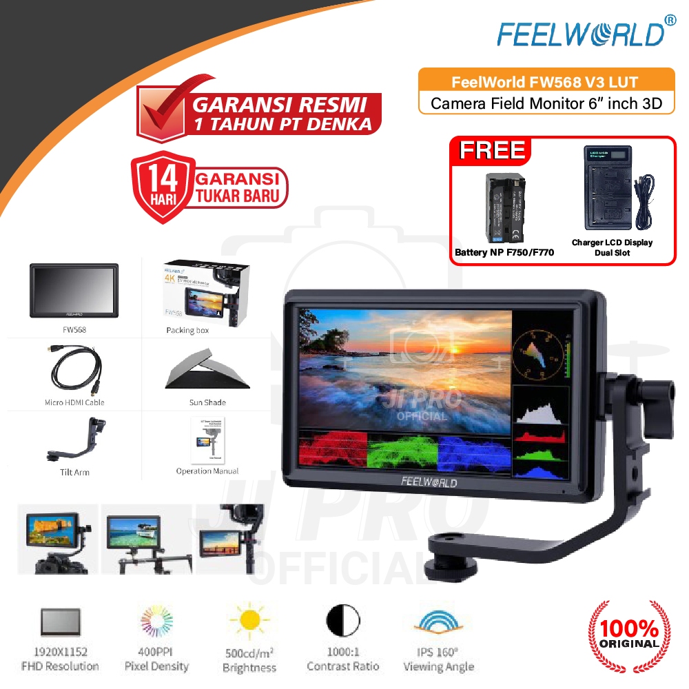 Jual Feelworld Fw568 V3 6 Inch 3d Lut Camera Field Monitor Fw 568 V 3