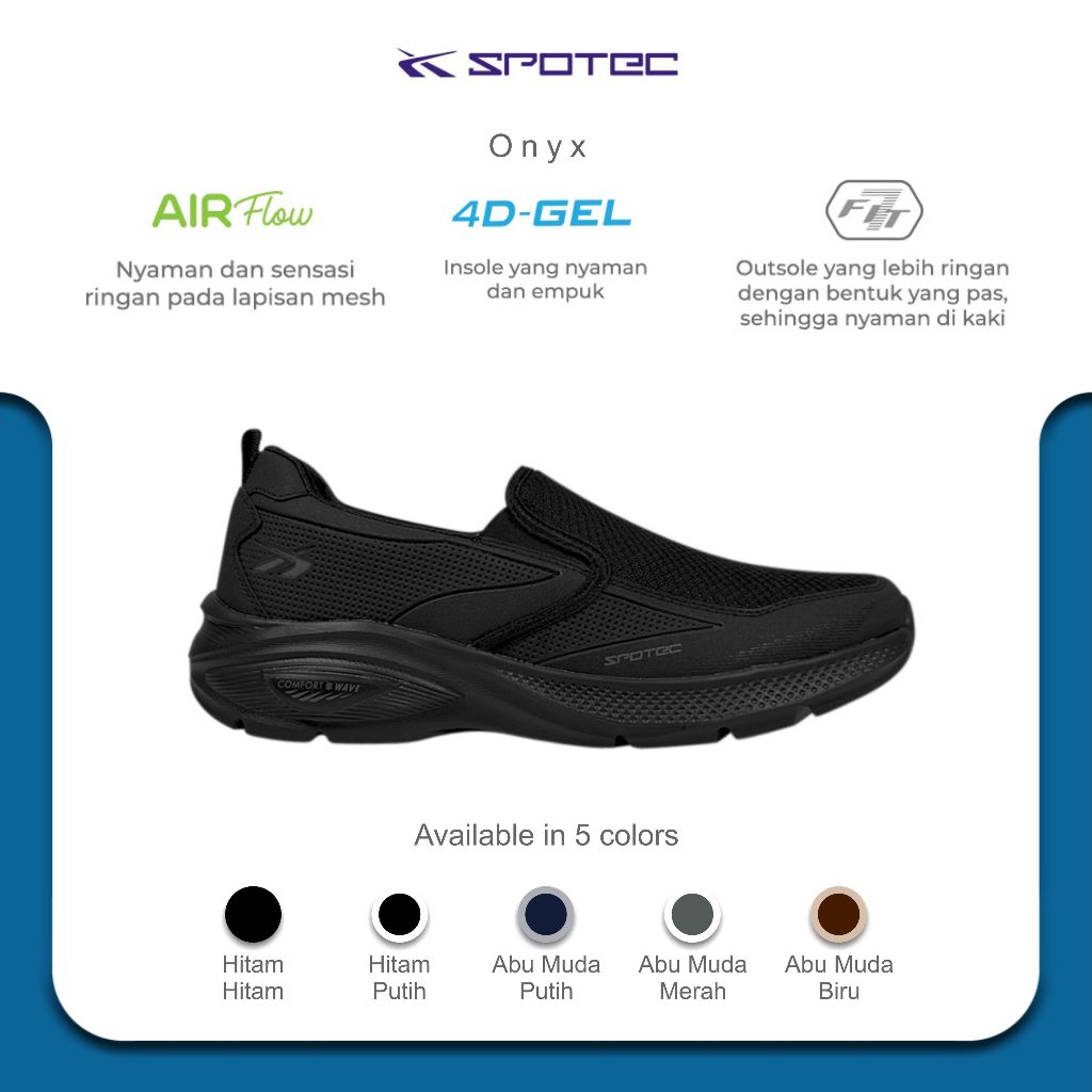 Jual SPOTEC Sepatu WALKING Artikel ONYX-Hitam/Hitam | Shopee Indonesia