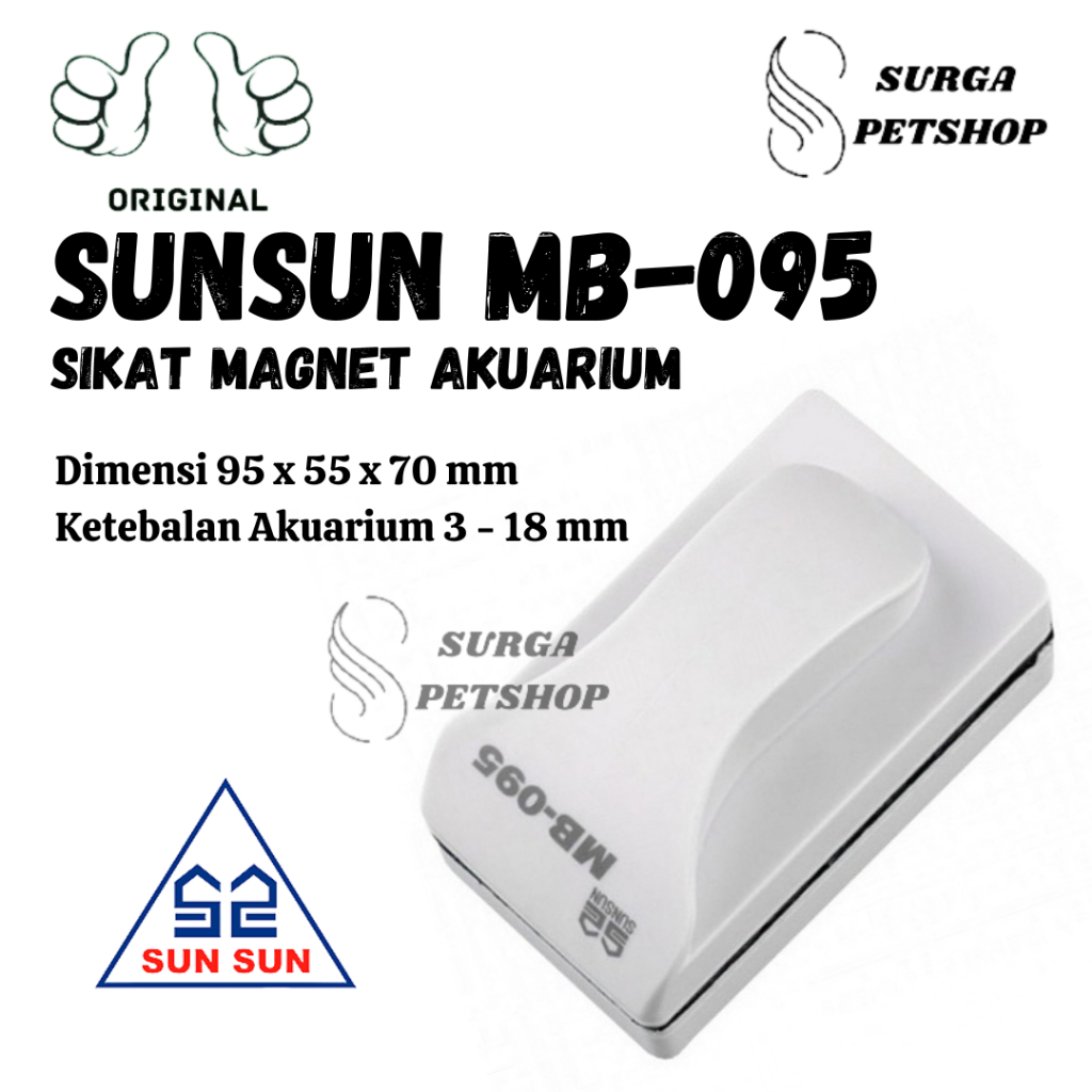 Jual SUNSUN MB 095 Sikat Magnet Pembersih Kaca Akuarium Kolam Ikan ...