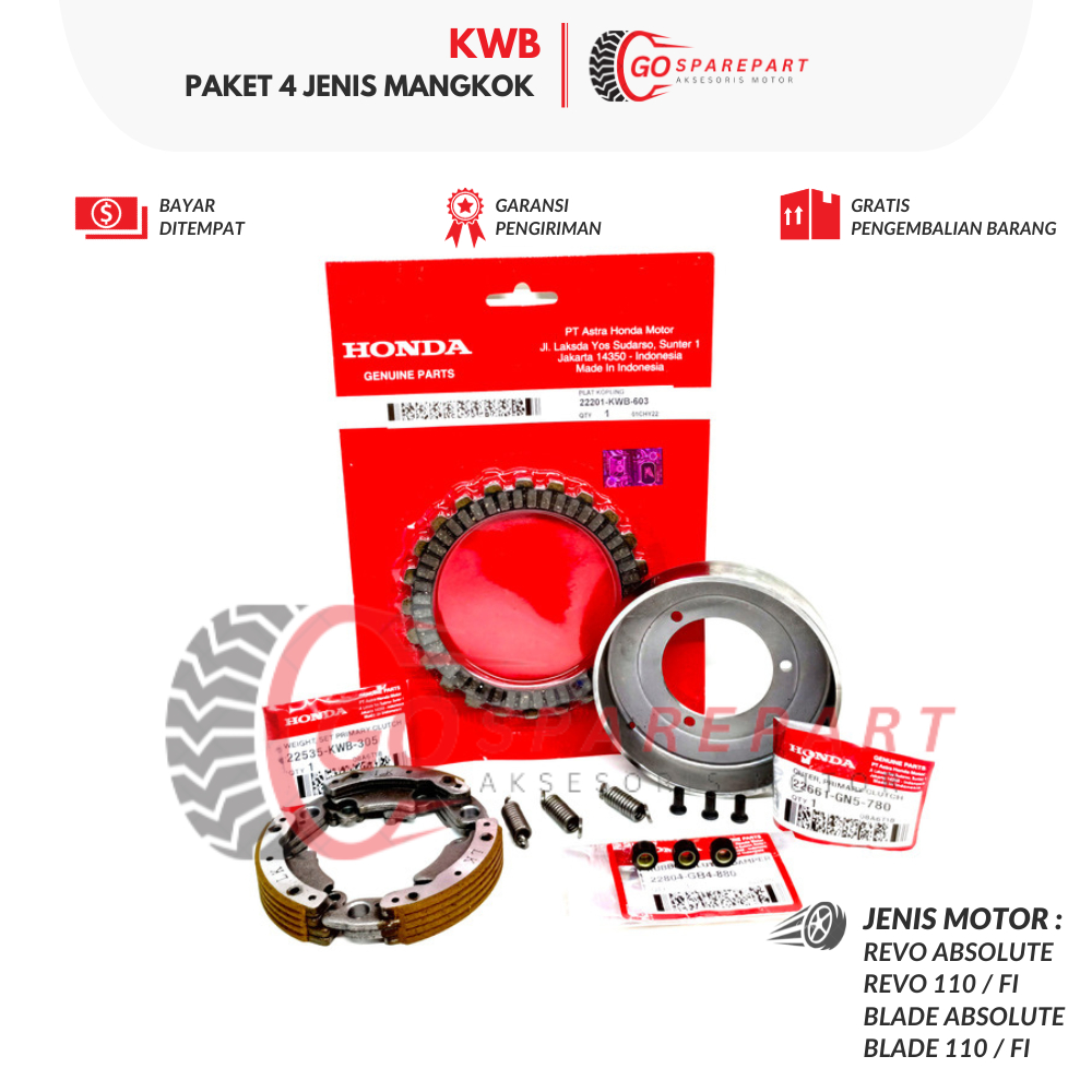 Jual (HONDA) PAKET 4 KWB MANGKOK GANDA + GANDA ONLY + PLAT KOPLING + KARET GANDA / REVO ABSOLUTE ...