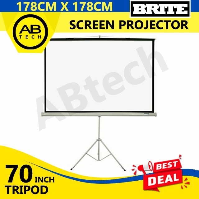 Jual Screen Projector Brite Tripod 70" Stand Tiang 70 inch 178 x 178cm ...
