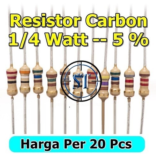 Jual x20 Resistor 1/4W (0.25 Watt) Resistor Carbon Film Toleransi 5% Resistor 1/4 Watt Banyak ...