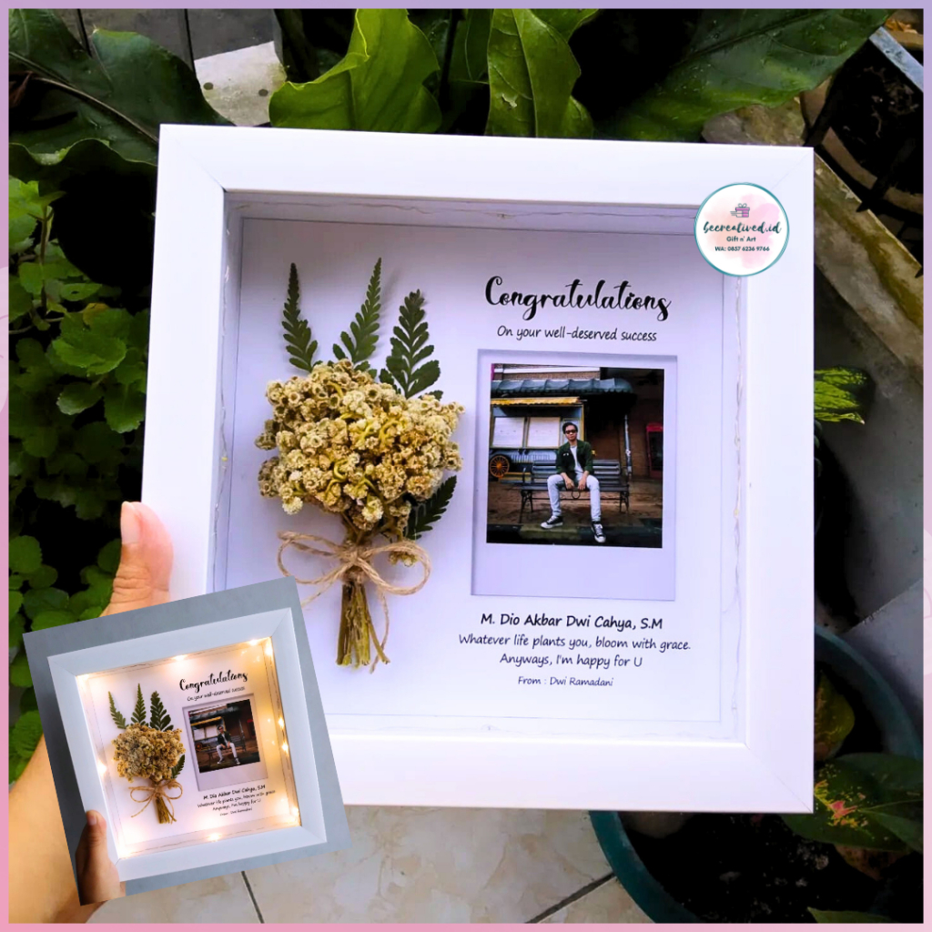 Jual Bingkai 3D Kado Wisuda Happy Graduation Flowers in Frame Edelweiss ...