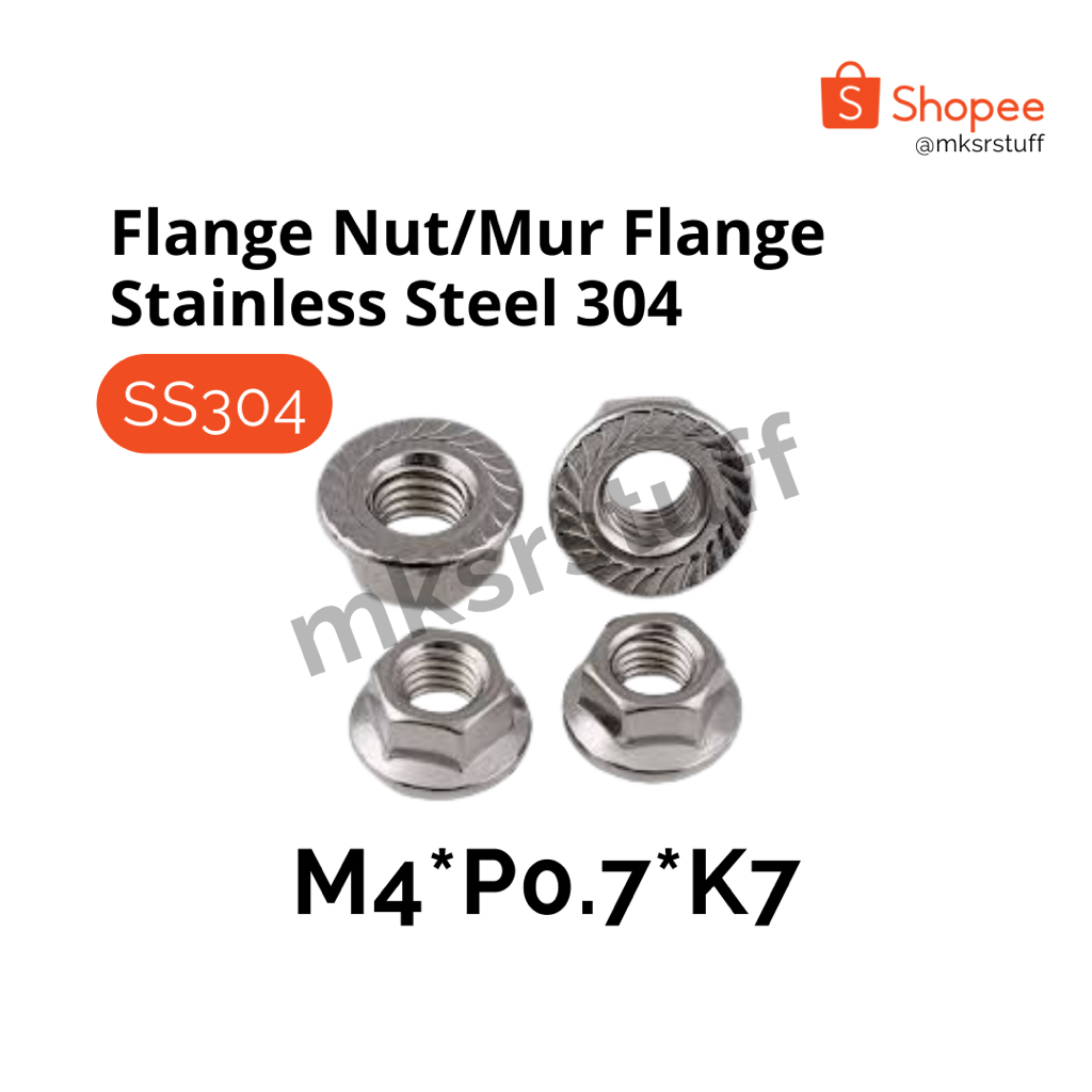 Jual (5pcs) M4, M5, M6, M8, M10 - SS304 Mur Topi/Flange Nut | Shopee ...