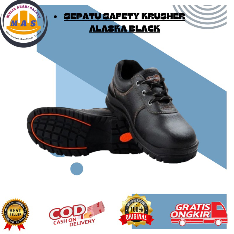 Jual Sepatu Safety Shoes KRUSHER ALASKA Black Original / Sepatu Safety ...
