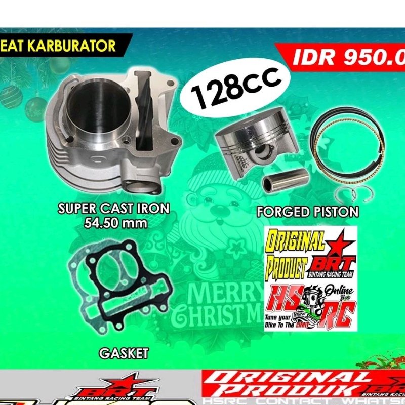 Jual Paket Blok Cylinder BRT Bore Up 130 BEAT Karbu Scoopy Karburator Boring Seher Silinder ...