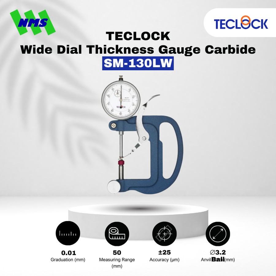 Jual Alat Ukur Ketebalan TECLOCK SM-130LW Wide Dial Thickness Gauge ...