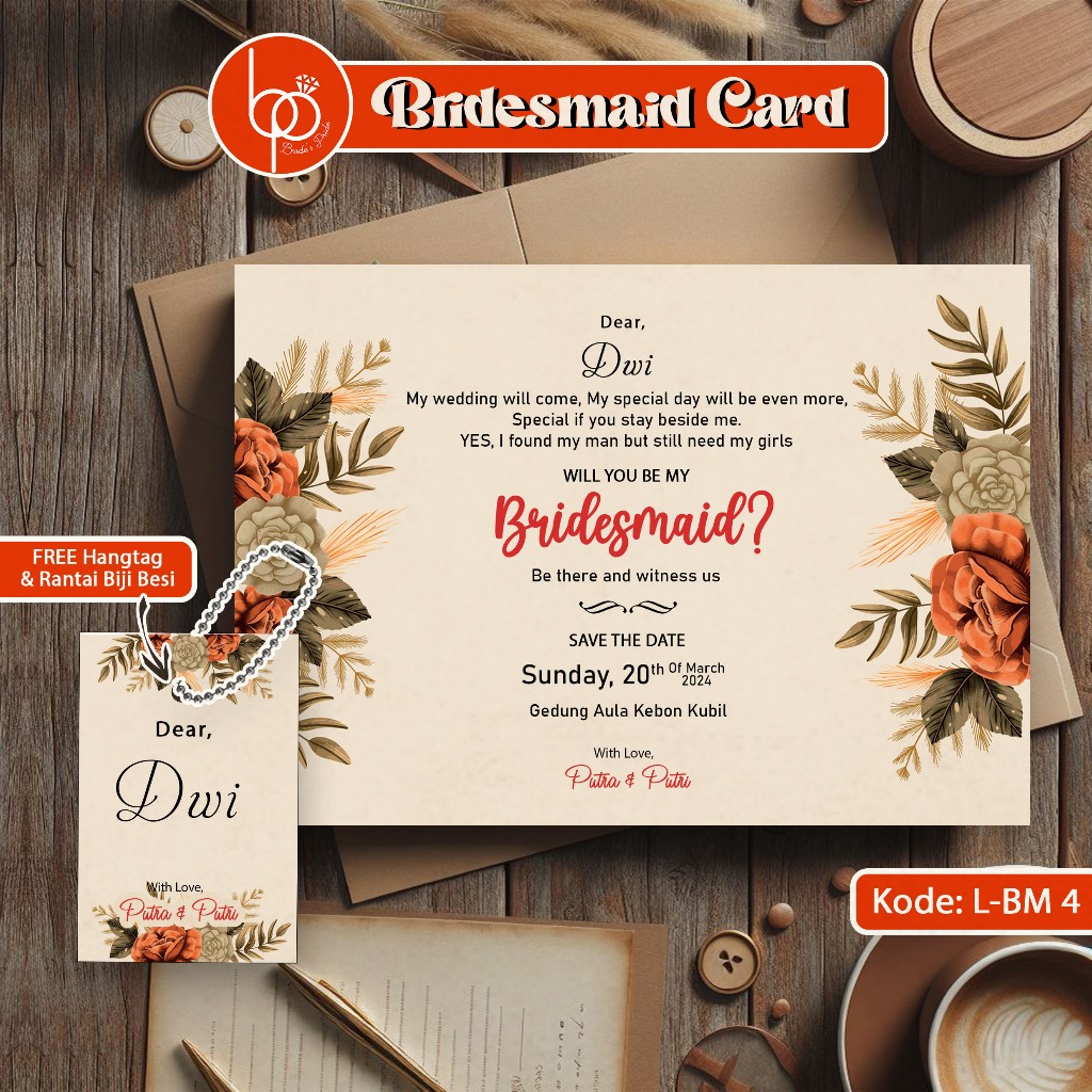Jual Bridespride | Kartu Undangan Bridesmaid Landscape, Groomsman ...