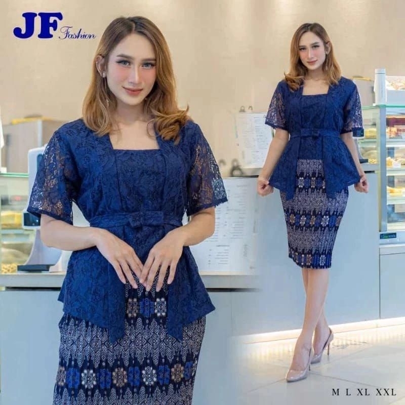 Jual SETELAN KEBAYA BROKAT KUTU BARU LENGAN PENDEK / ROK PLISKET BATIK PENDEK / SET KEBAYA NON ...