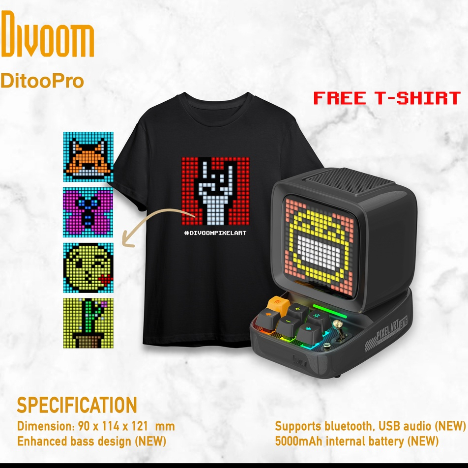 Jual Divoom Ditoo Pro Pixel Art Bluetooth Speaker 15 Watt | Shopee ...