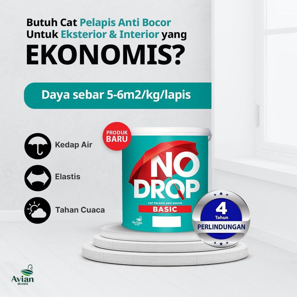 Jual No Drop PAIL 20 KG WARNA LENGKAP Cat Pelapis Anti Bocor Waterproofing NODROP 20KG - Avian ...