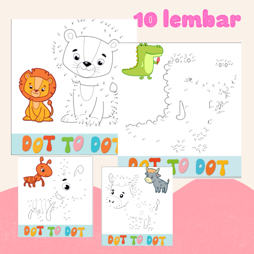 Jual 10 lembar Menghubungkan Garis dan Mewarnai Dot To Dot Worksheet ...