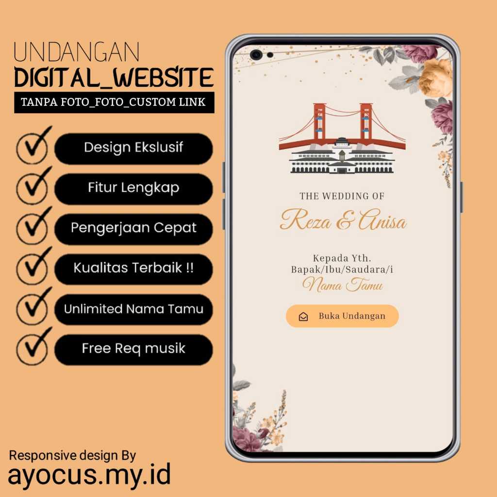 Jual undangan pernikahan digital website Custom Tema Maroon Flower ...