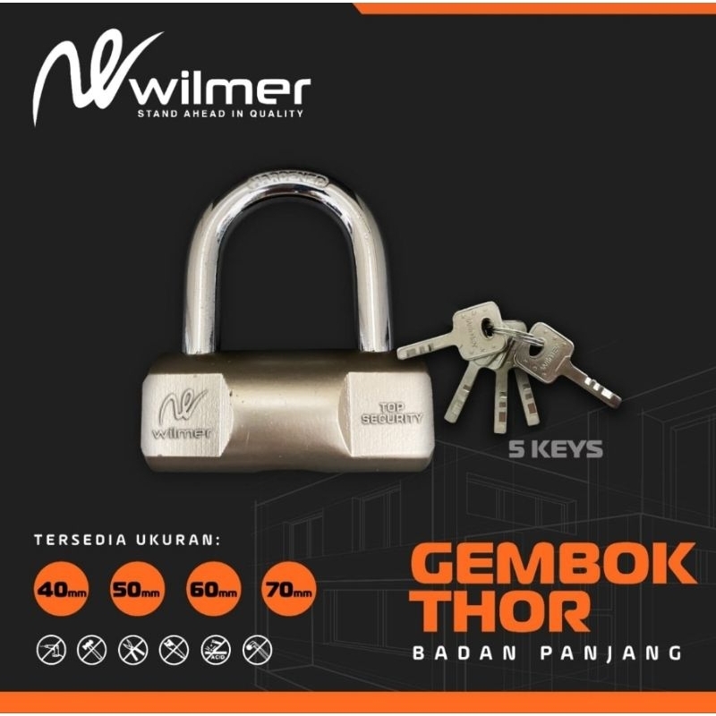 Jual Wilmer Gembok Balok 5 Kunci 40mm 50mm | Shopee Indonesia