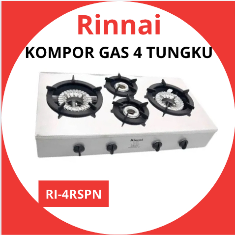 Jual RINNAI KOMPOR GAS 4 TUNGKU RI-4RSPN STAINLESS STEEL/RI4RSPN/RI ...