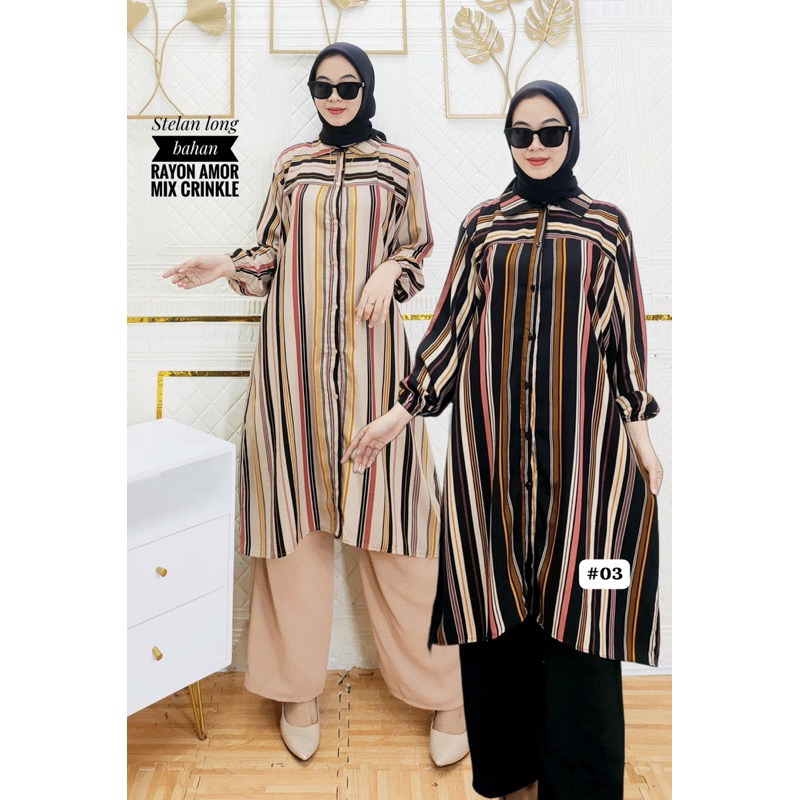Jual SETELAN TUNIK SALUR MALIKA LIST/SETELAN TUNIK RAYON MIX CRINKLE LD ...