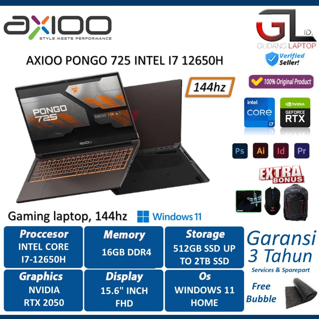 Jual Laptop gaming axioo pongo 725 intel i7 12650h 64gb 1tb rtx2050-4gb ...