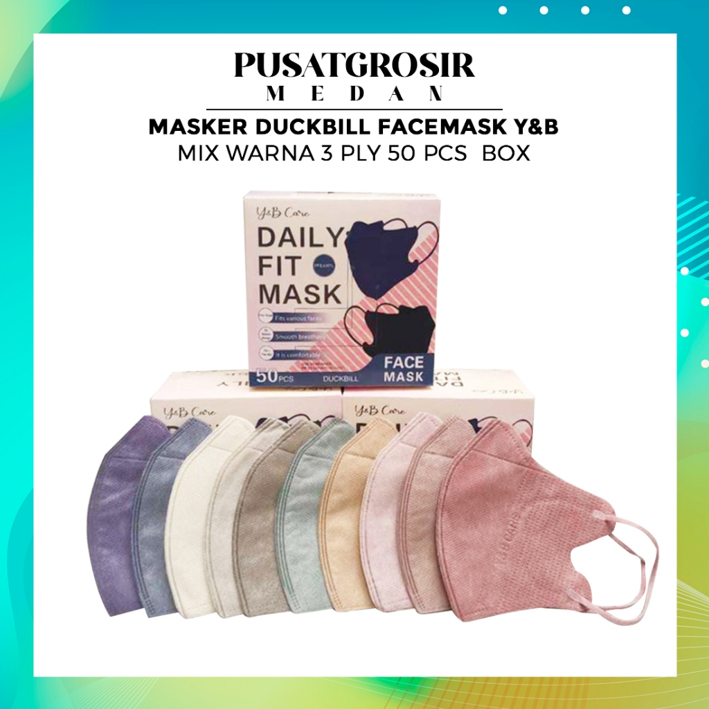 Jual MASKER DUCKBILL FACEMASK Y&B MIX WARNA 3 PLY 50 PCS / BOX | Shopee ...