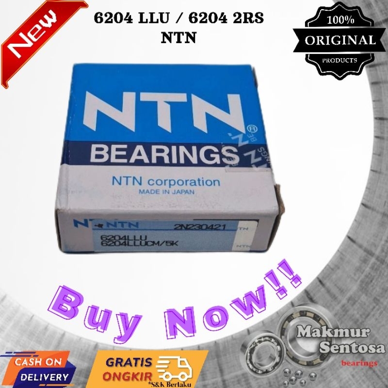 Jual Bearing 6204 LLU/ 6204 2RS (Tutup Karet) NTN Original Made In Japan - Bearing Roda Depan ...