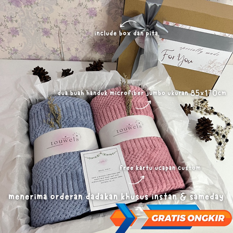 Jual Hampers Kado Souvenir / Gift Set Box Handuk Jumbo 85x170cm / Handuk Couple Pasangan ...