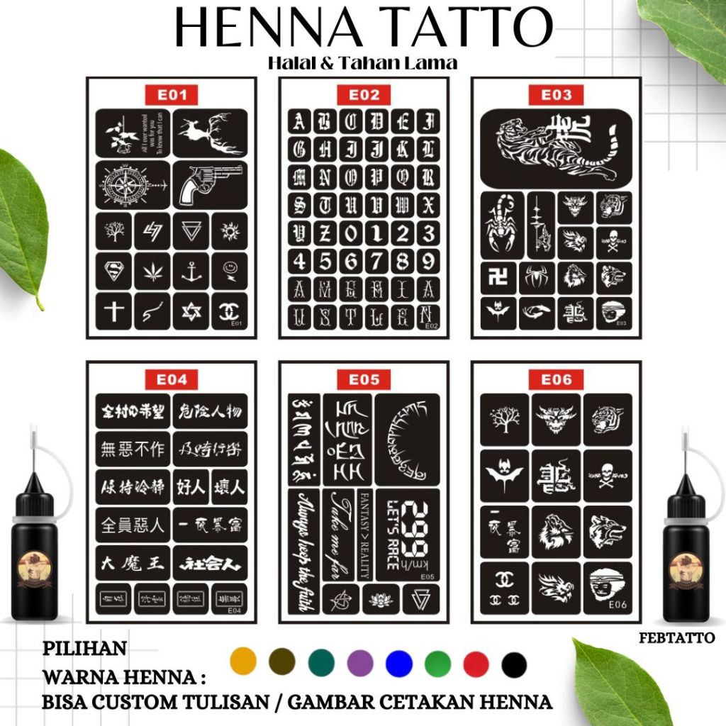 Jual Henna Tato Halal Tahan Lama Bisa Custom Hena Kit 10ml HEN E01 ...
