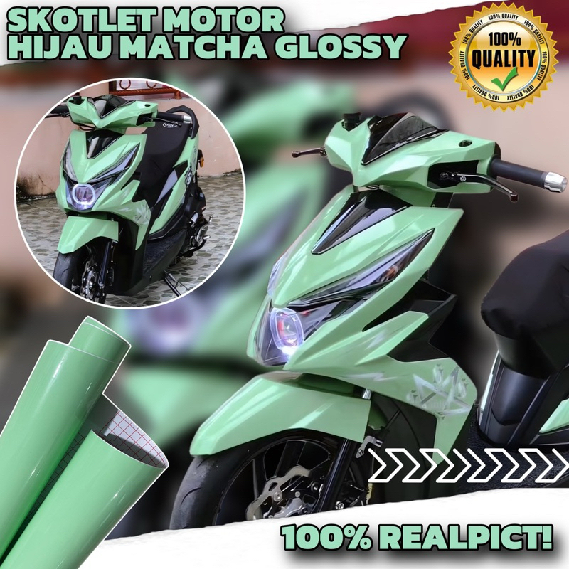 Jual skotlet hijau matcha glossy stiker motor hijau muda pastel glossy | Shopee Indonesia