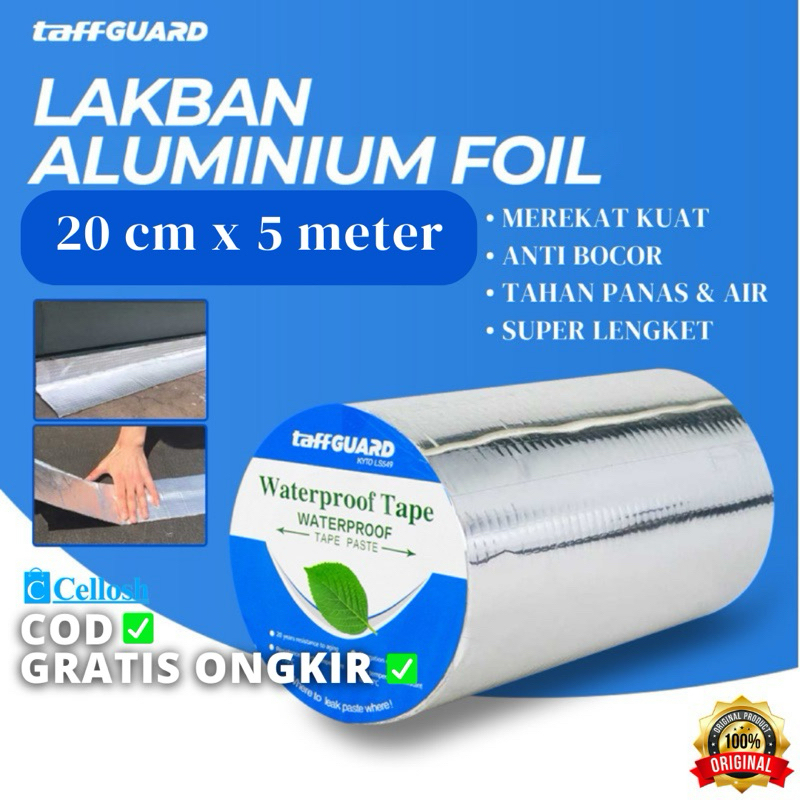 Jual Lakban Anti Bocor Panas Lakban Aluminium Foil Waterproof Tape Super Kuat 20 cm x 5 m ...