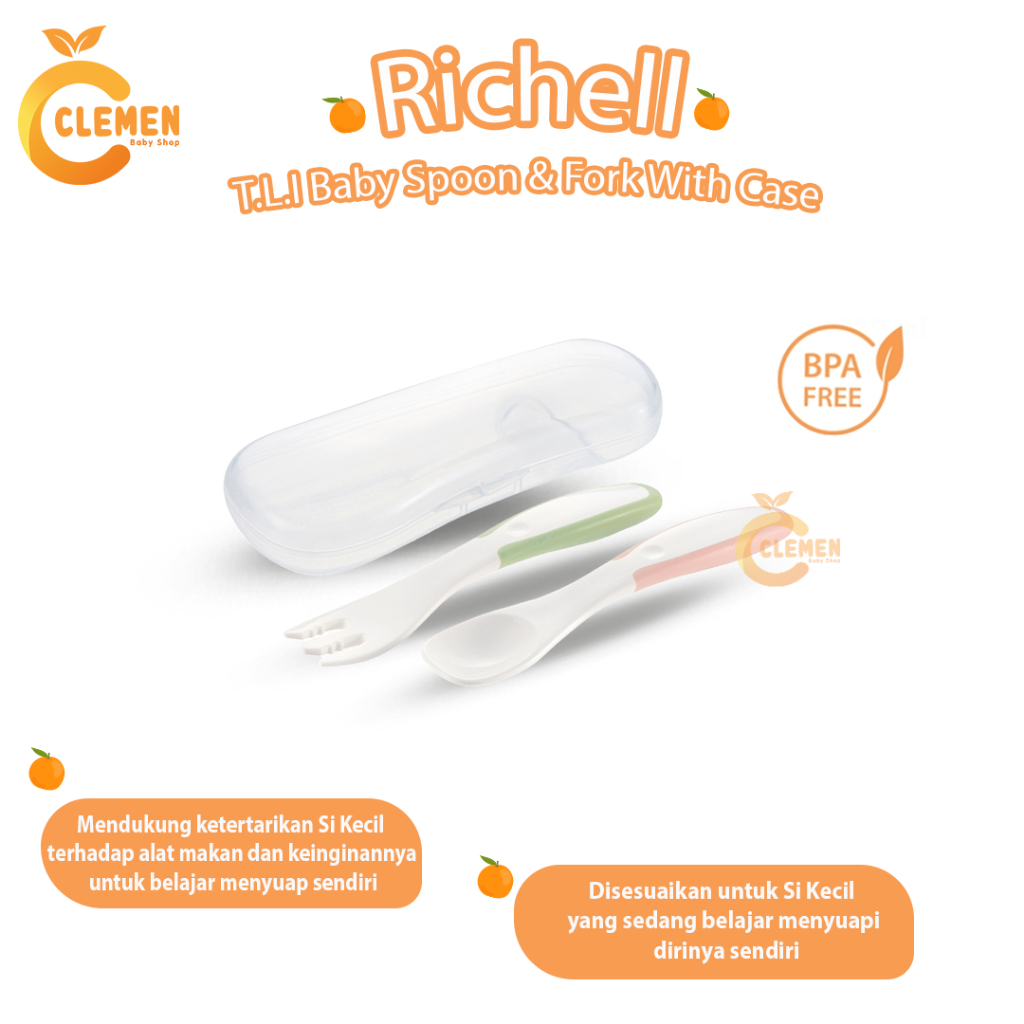 Jual Richell Baby Spoon & Fork With Case Step 3 (Sendok Garpu Makan Bayi) | Shopee Indonesia