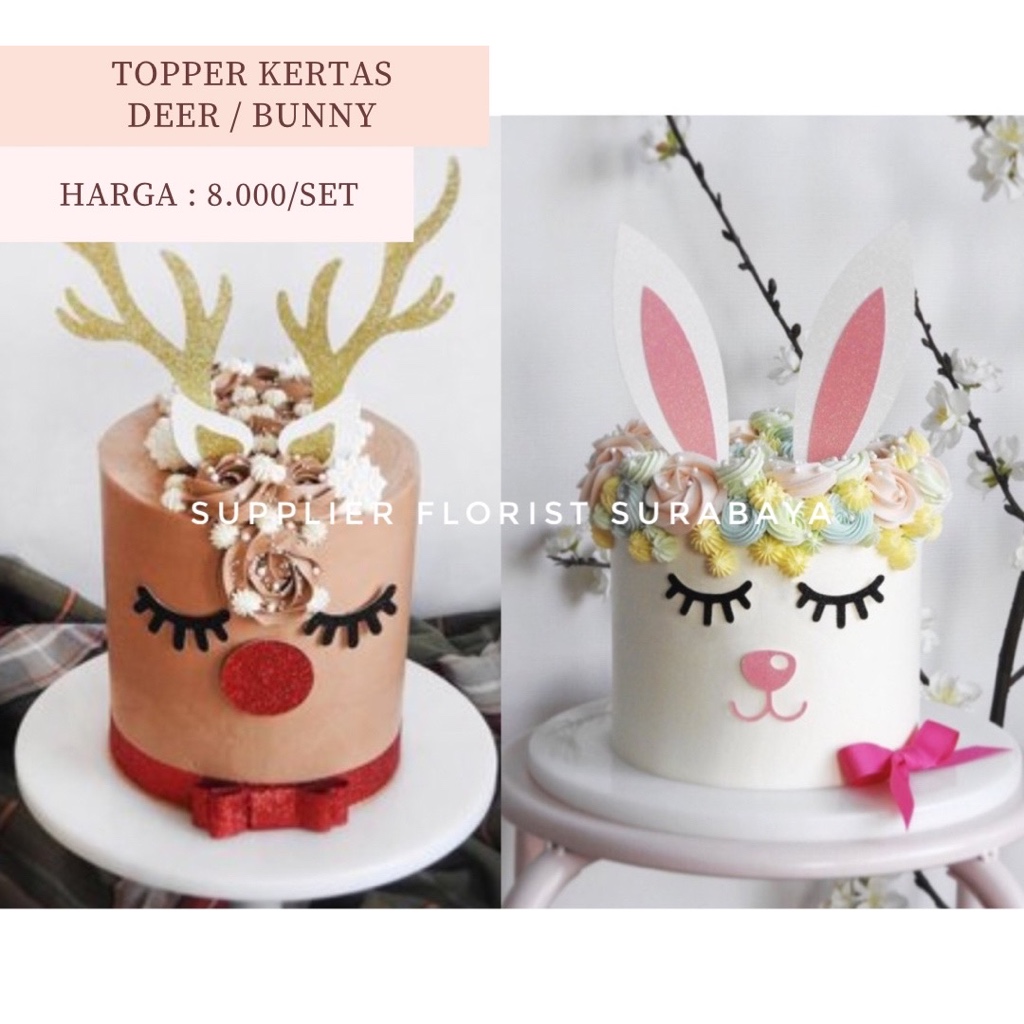 Jual [1 SET] TOPPER KERTAS RUSA HIASAN KUE TART BIRTHDAY CAKE DEER ...