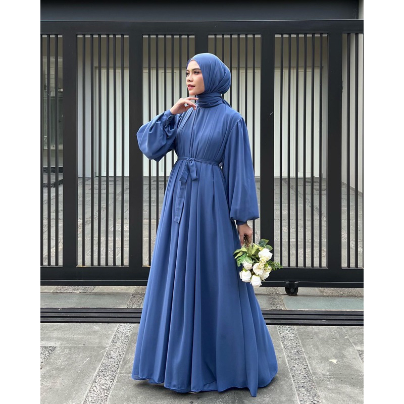 Jual Elmiza - Nahla Dress Free Pashmina Bahan Ceruty Baby Doll Abaya ...
