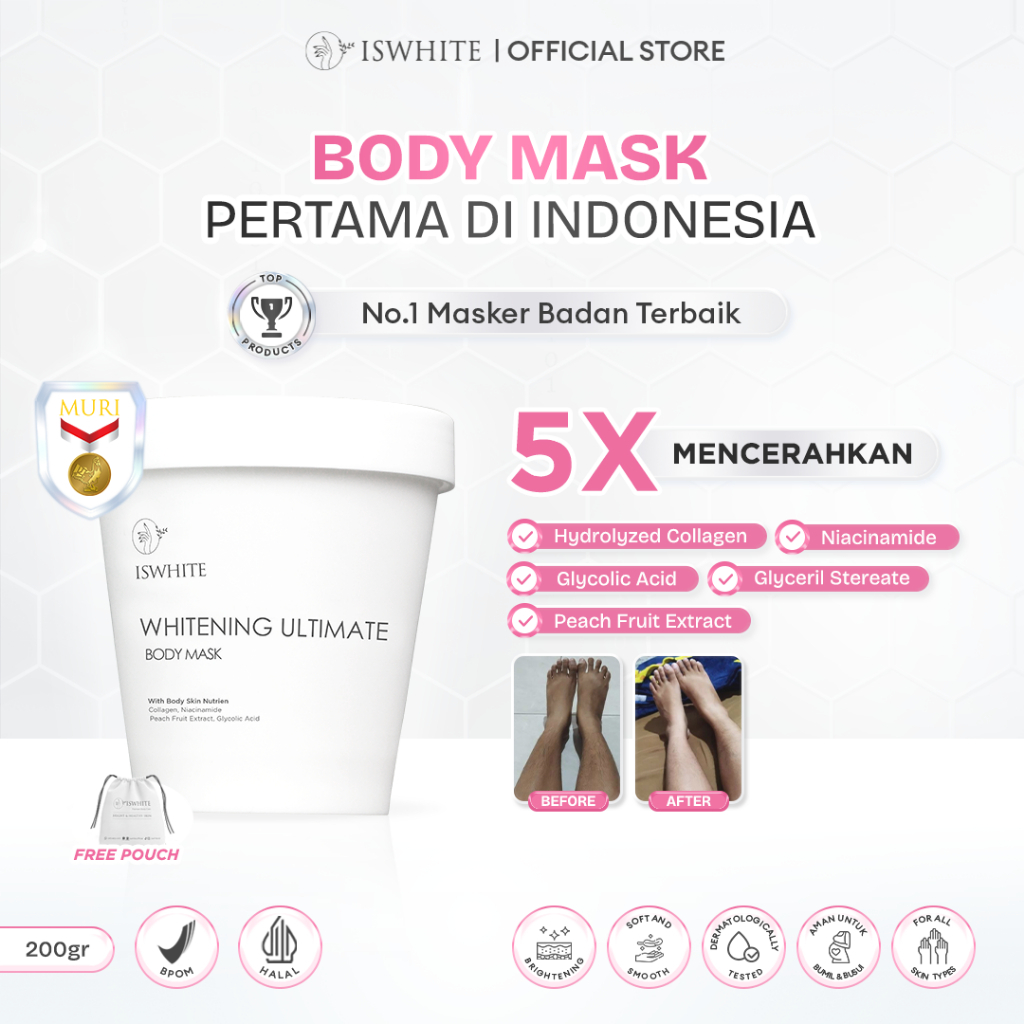 Jual ISWHITE Masker Badan (Body Mask Whitening Ultimate) | Shopee Indonesia