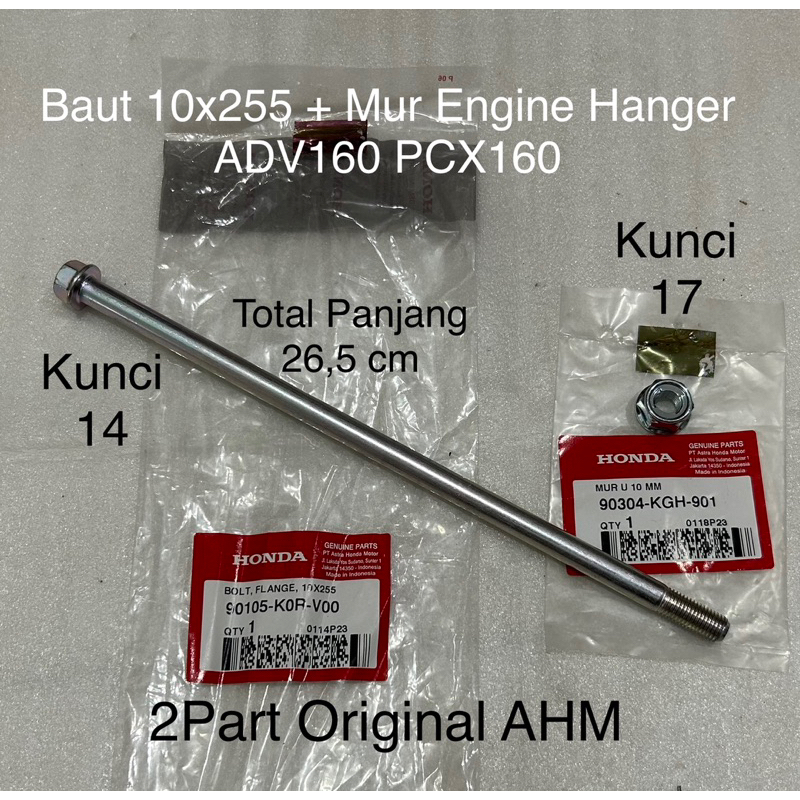 Jual Baut 10x255 + Mur Engine Hanger ADV160 PCX160 Ori AHM 90105 K0R ...