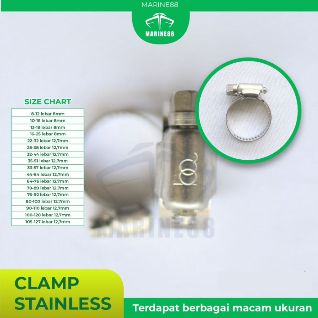 Jual KLEM SELANG / CLAMP SELANG STAINLESS Uk 16-25mm | Shopee Indonesia