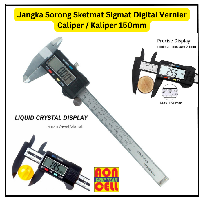 Jual Jangka Sorong Sigmat Digital Stainless Vernier Caliper Alat Ukur 150mm | Shopee Indonesia