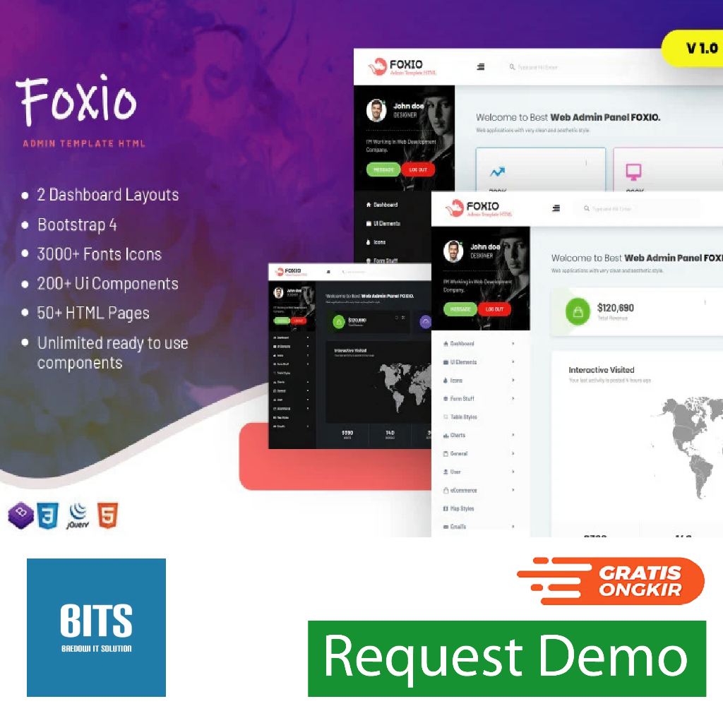 Jual Template Admin - Foxio Responsive Admin Premium (Promo) | Shopee Indonesia