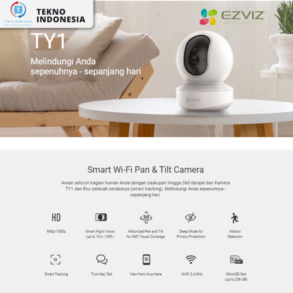 Jual Tekno Indonesia - EZVIZ TY1 2MP 4MP Smart Wifi Rotate Baby Camera ...