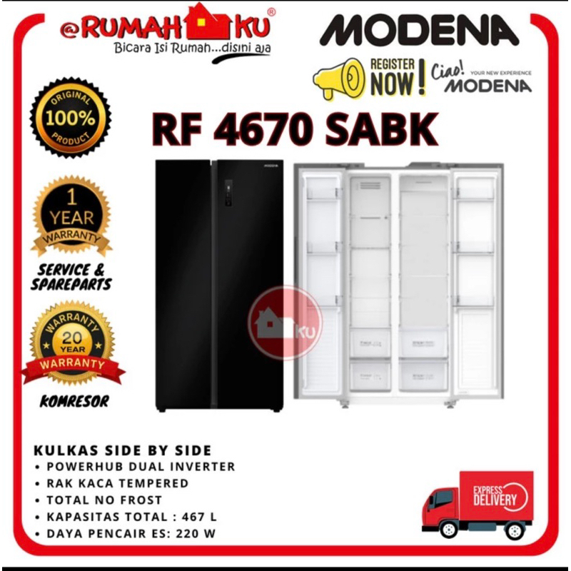 Jual KULKAS MODENA RF 4670 SABK SIDE BY SIDE | Shopee Indonesia