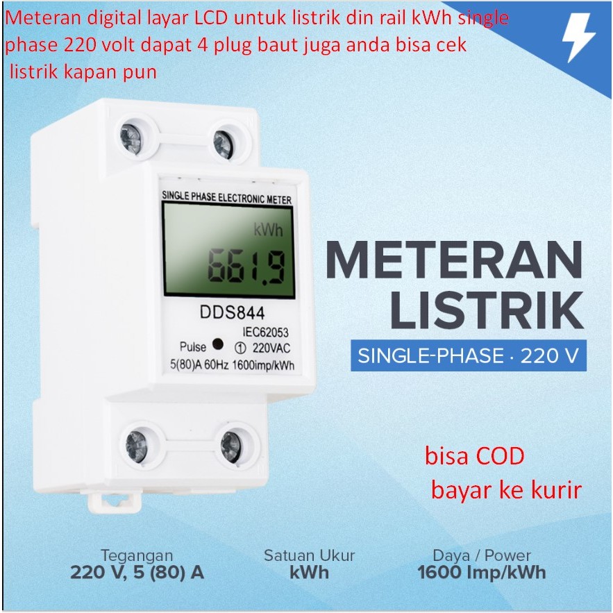 Jual Meteran digital layar LCD untuk listrik din rail kWh single phase ...