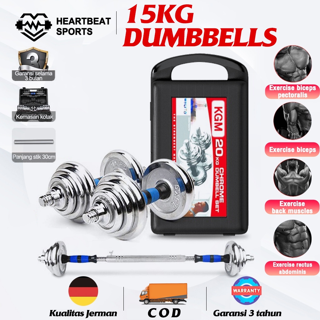 Jual Electroplating Dumbbell / Dumbell Barbel Set Box Full Chrome 15kg ...