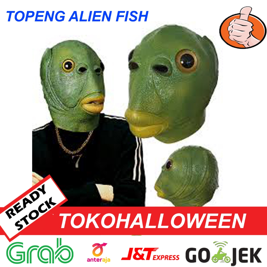 Jual topeng alien topeng ikan hijau lucu viral tiktok | Shopee Indonesia