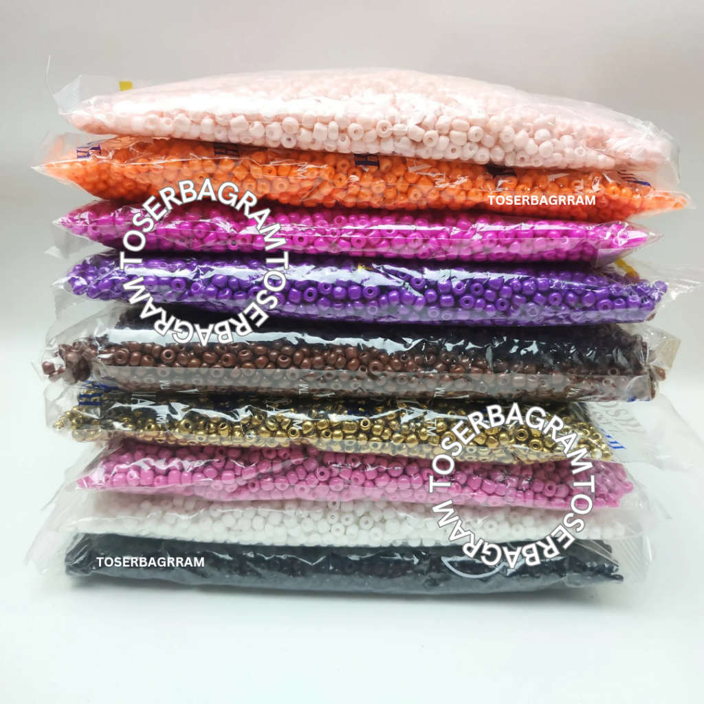 Jual (1 PON) 6/0 Manik Mote Pasir Kaca 4mm / 6/O Manik Manik Warna Dop ...