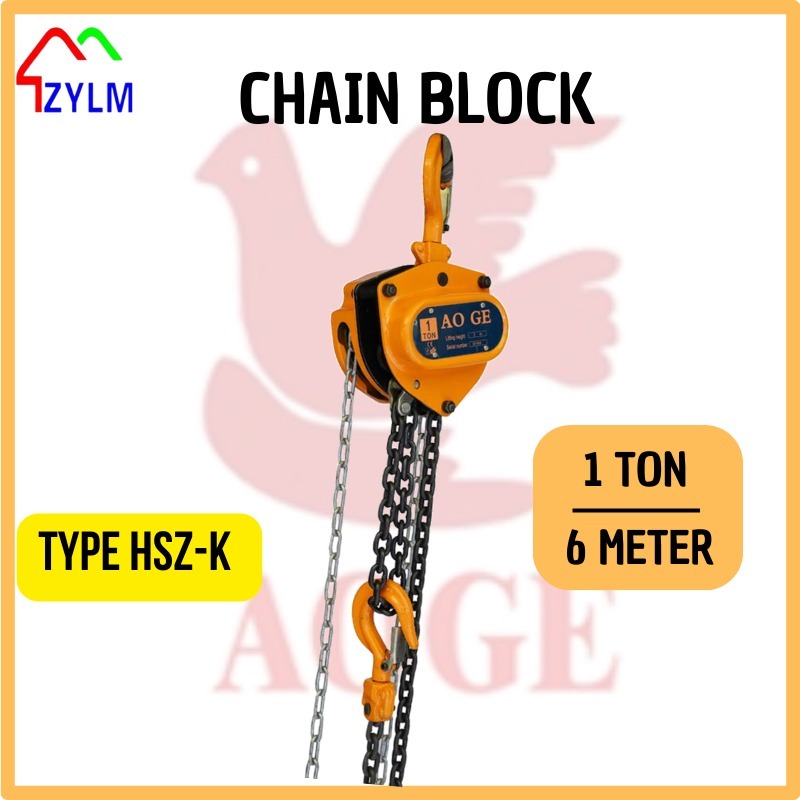 Jual AOGE Chain Block Type HSZ-K 1 Ton x 6 Meter - Takel Katrol Manual ...