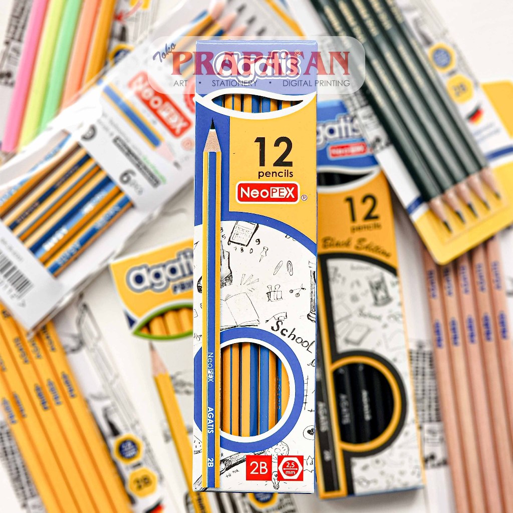 Jual Pensil Tulis Agatis 2B Set | 1 BOX ISI 5-12PCS | Writing Pencil ...